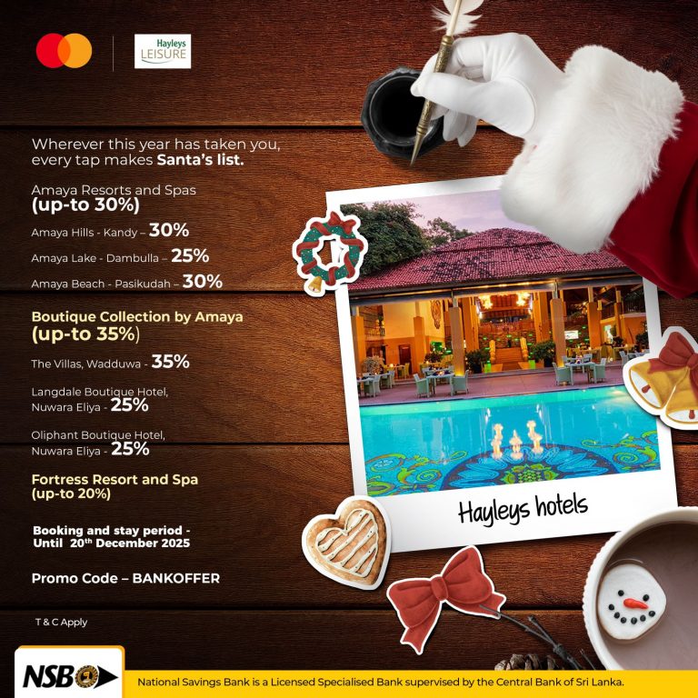 Enjoy upto 30% off at Hayleys hotels with your NSB Mastercard Debit ...